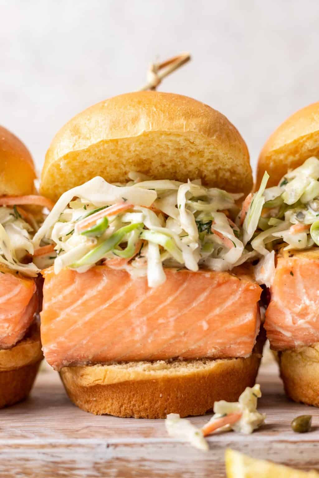 Salmon Sliders with Caper Dill Slaw - Your Home, Made Healthy